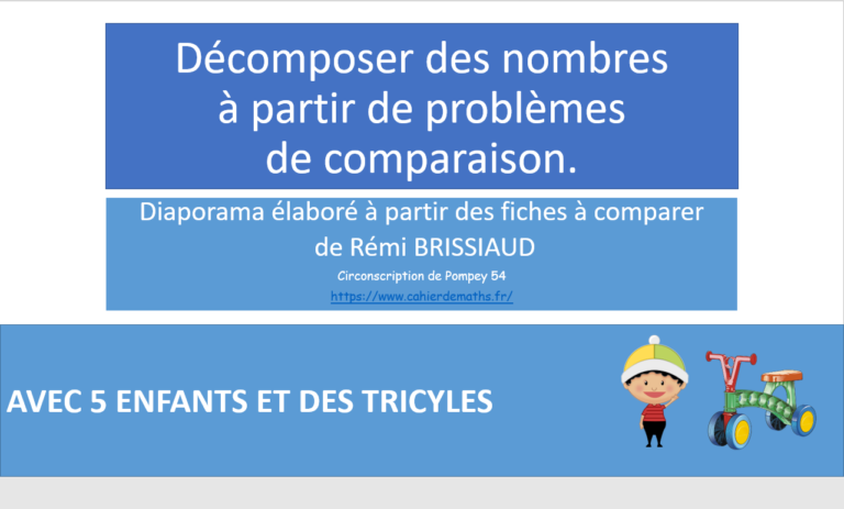 Comparer des nombres - CAHIER DE MATHS